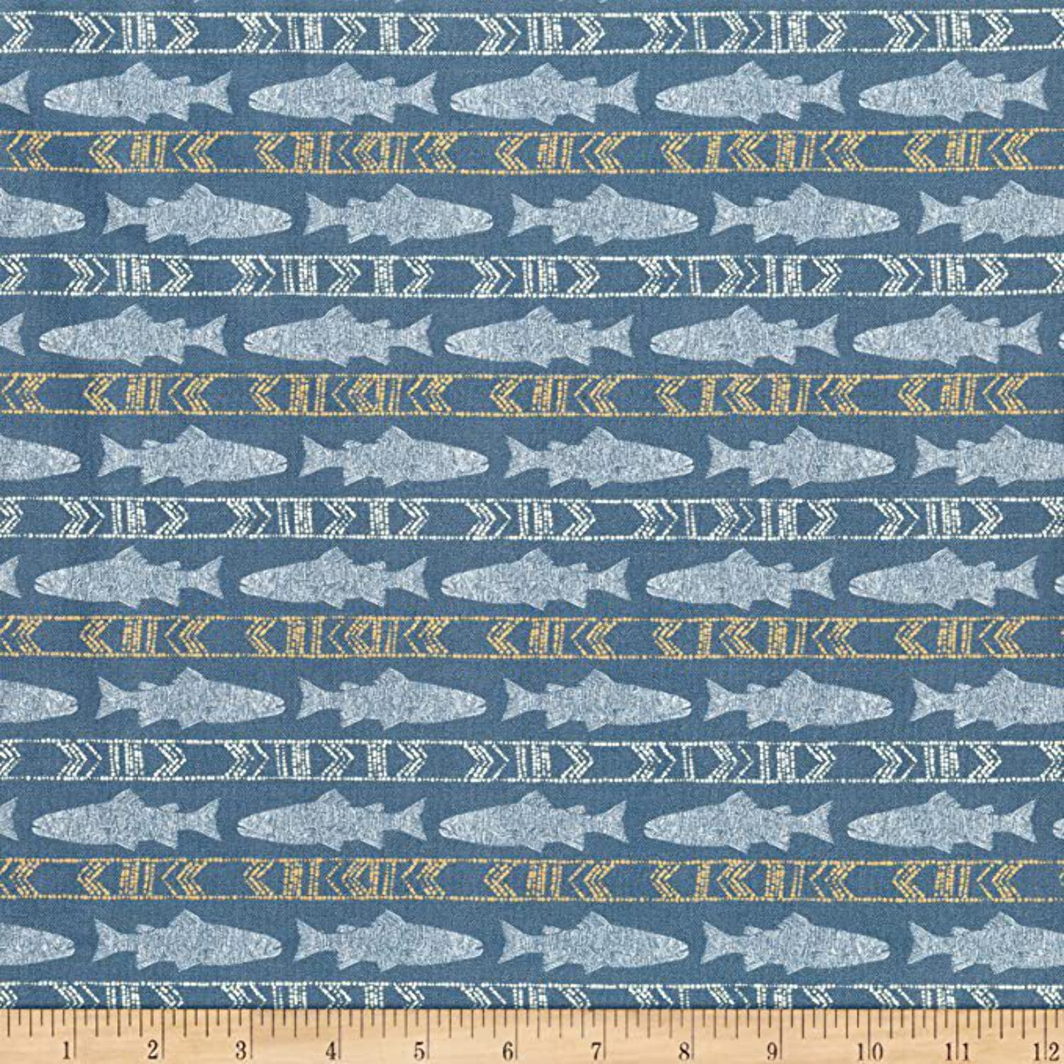Digital Lake Escape Fish Stripe Dark Blue Cotton Fabric - Walmart.com