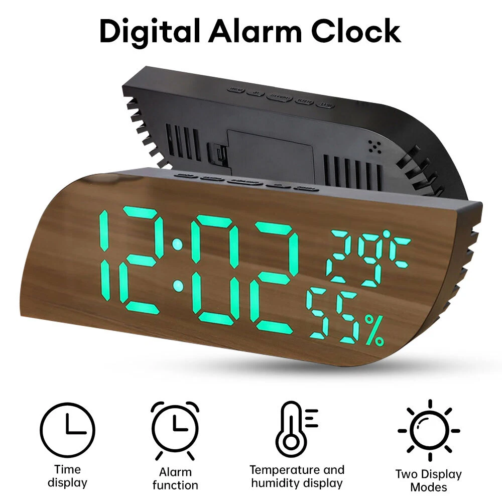 Digital Large LED Display Screen Temperature Desk Snooze Alarm Clock ...