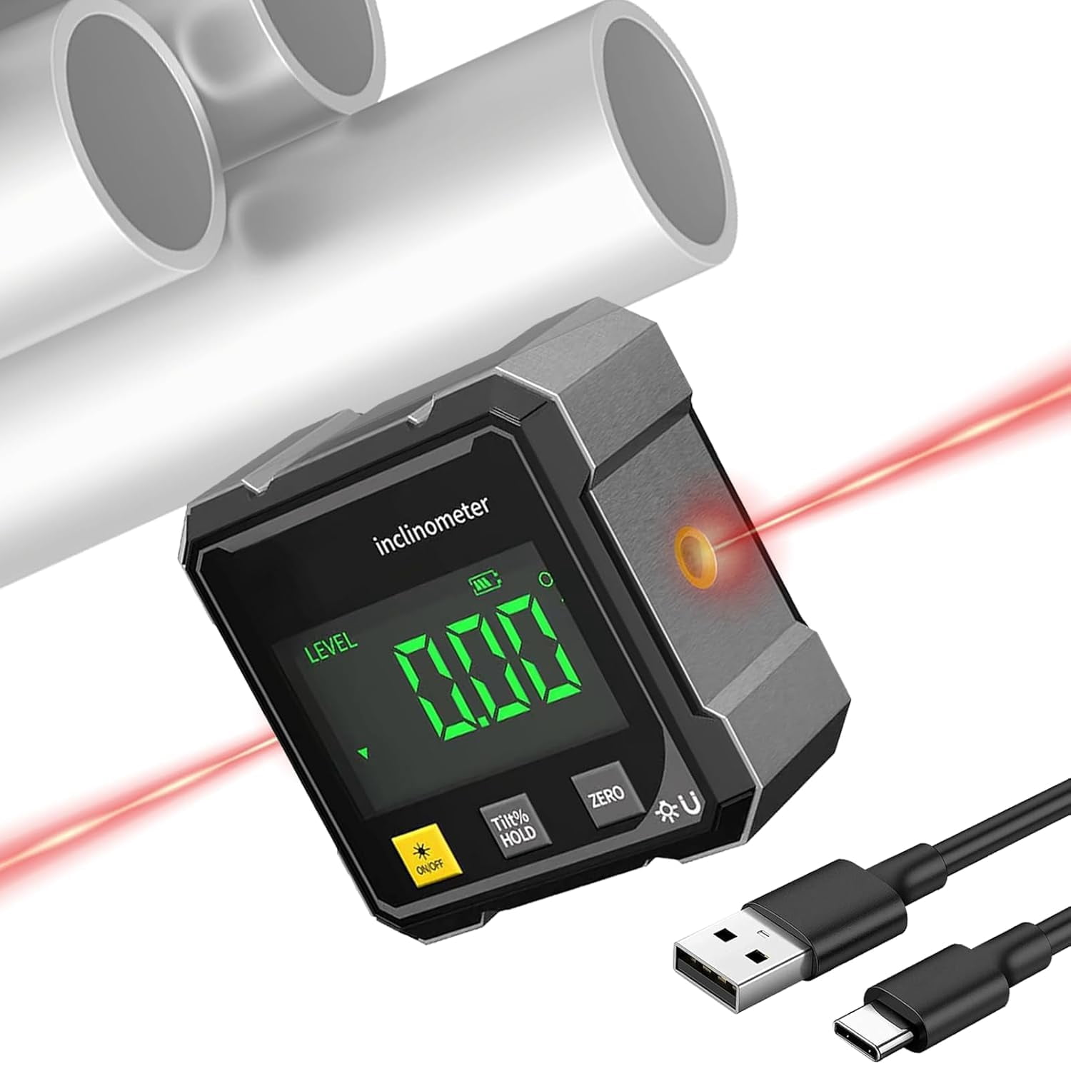 Digital Laser Angle Finder Protractor Tool - 4-Side Strong Magnetic ...