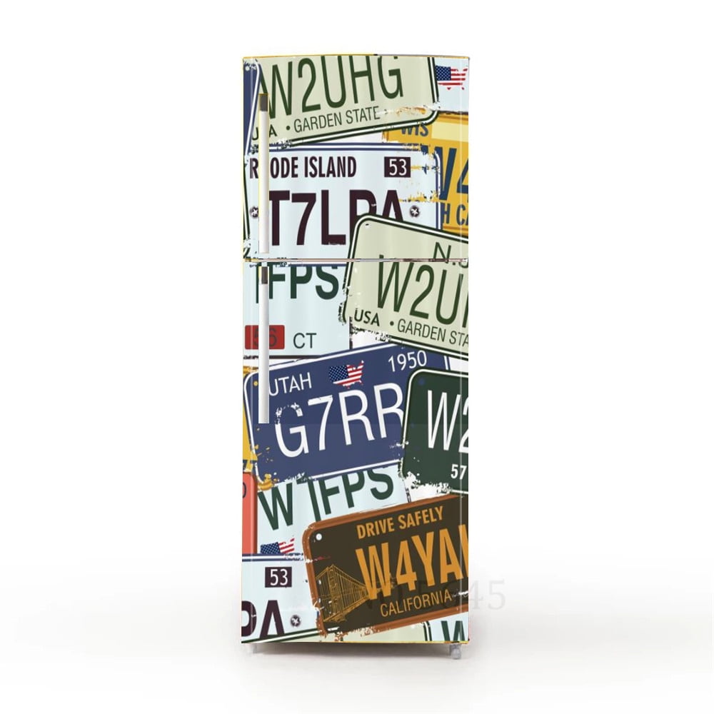 Digital License Plate Refrigerator Sticker Door Stickers Wardrobe ...