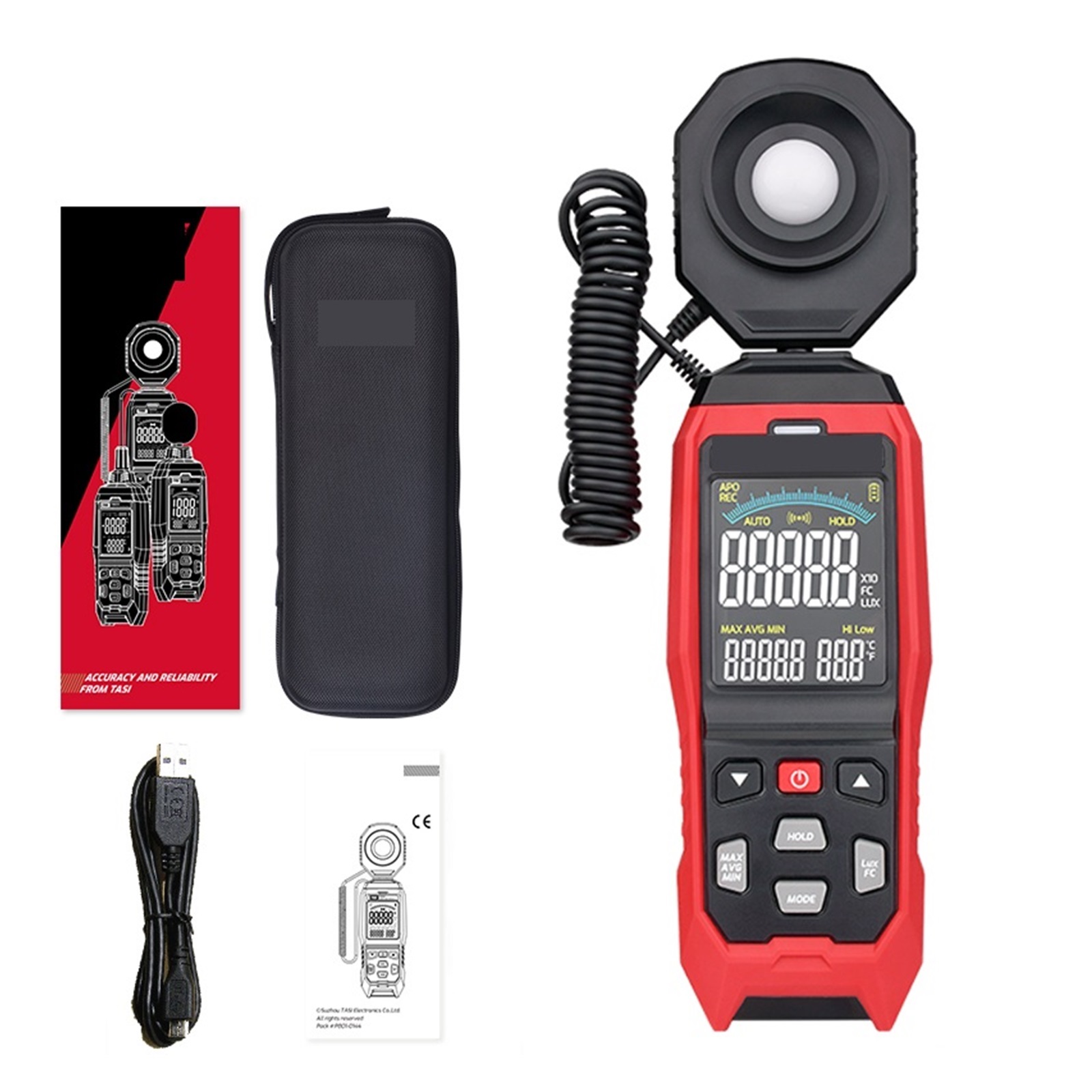 Digital Light Meter Luxmeter Detachable Probe Illuminometer 200000 Lux ...