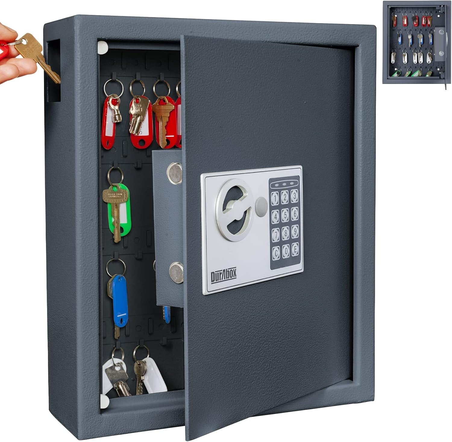 Digital Lock 40 Keys Cabinet - Electronic Key Safe with Steel Lock Box ...