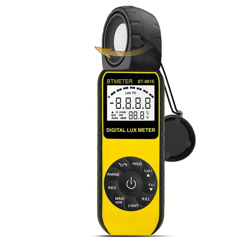 Digital Lux Meter BT-881E Handheld Light Meter 1 - 300,000Lux Sensor with LCD Display for Light ...