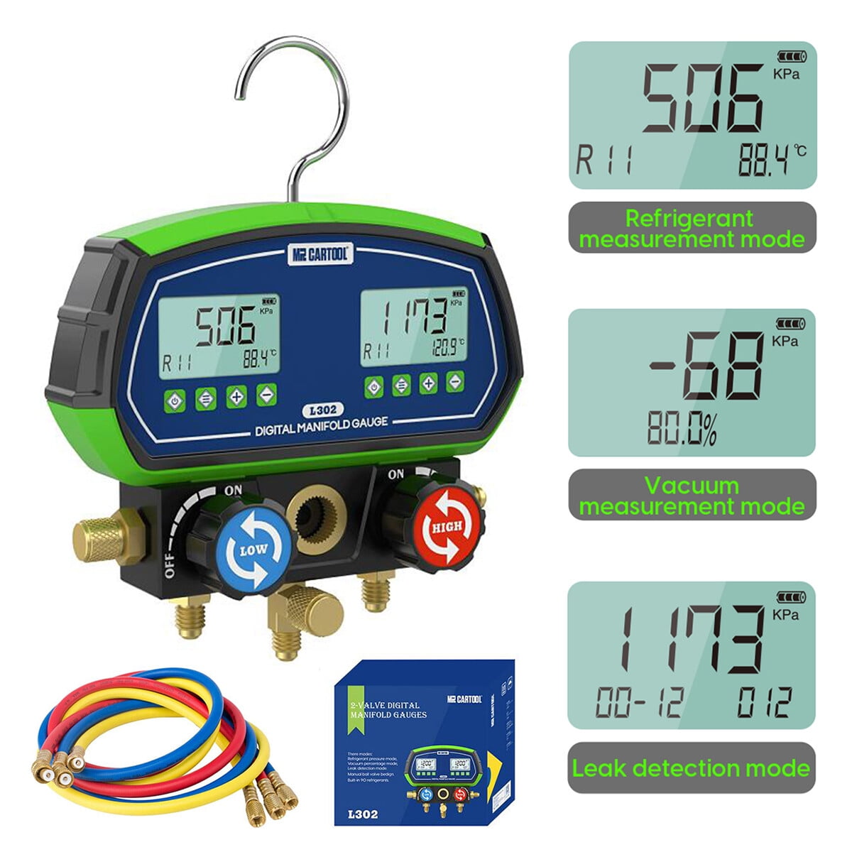 Digital Manifold Gauge Set Refrigeration HVAC System Pressure Vacuum ...