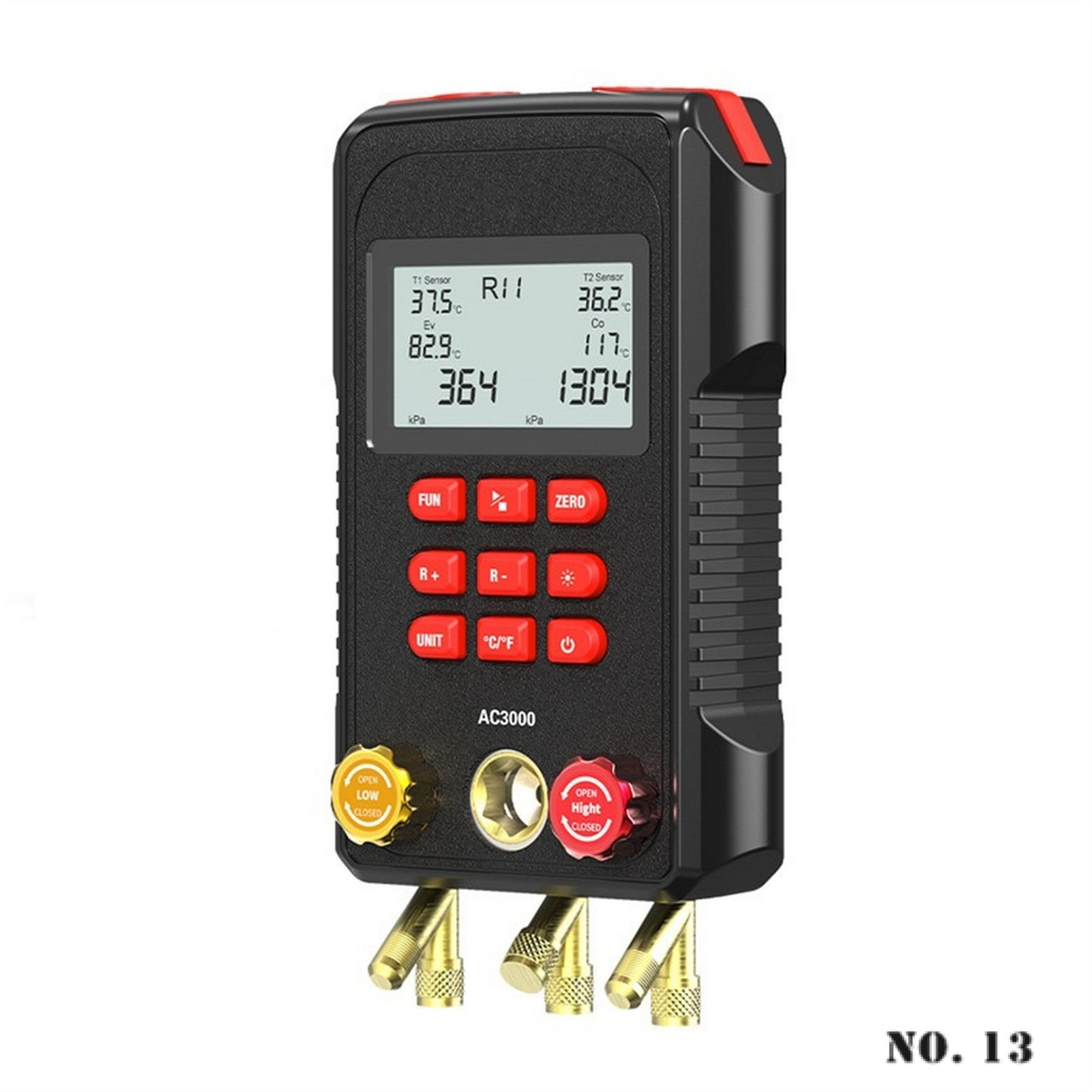 Digital Manifold Meter Vacuum Gauge Pressure Temperature Tester Air ...