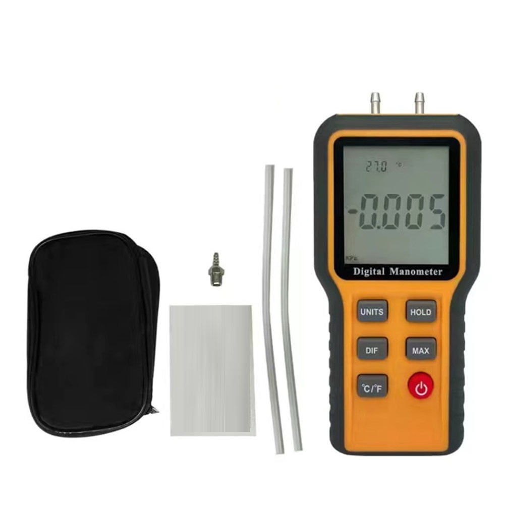 Digital Manometer Air Pressure Tester Dual Port Pressure Gauge w/h ...