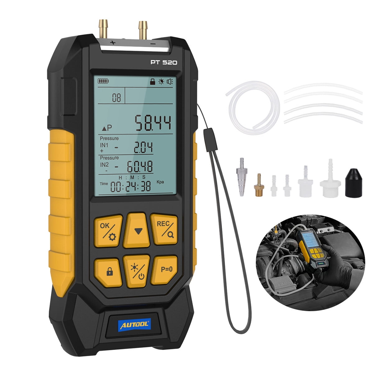 Digital Manometer Dual Port Differential Air Pressure Gauge HVAC Gas ...