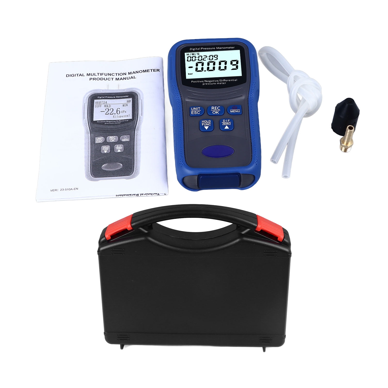 Digital Manometer High Accuracy 11 Units LCD Backlit Air Differential ...