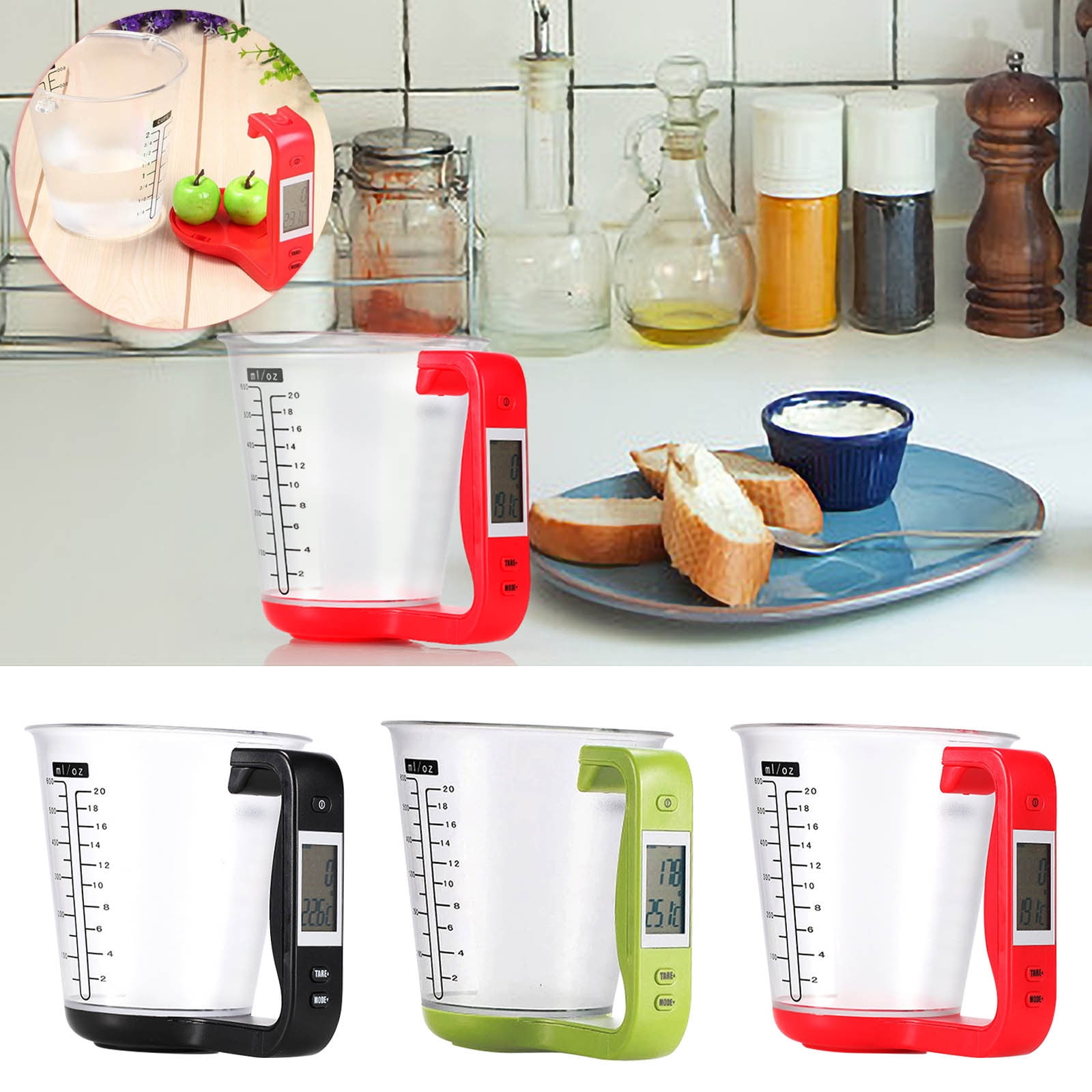 Digital Measuring Cup Scale, 500g 0.1g Precision, Stainless Steel Platform, Multifunctional ...