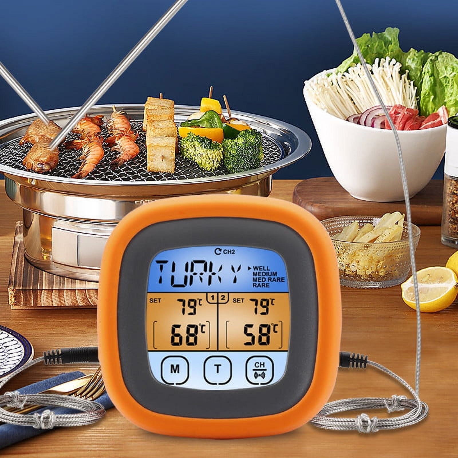 Digital Meat Thermometer with Dual Probes | Color Screen | Button ...