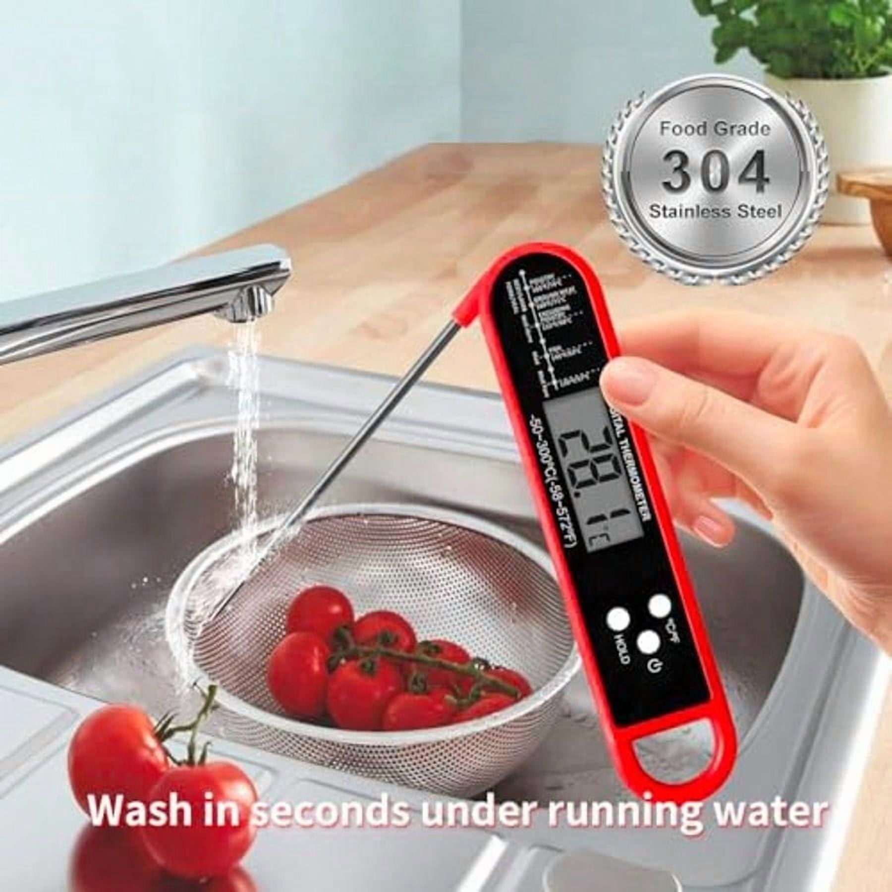 Digital Meat Thermometer, Foldable Cooking Thermometer, Waterproof ...