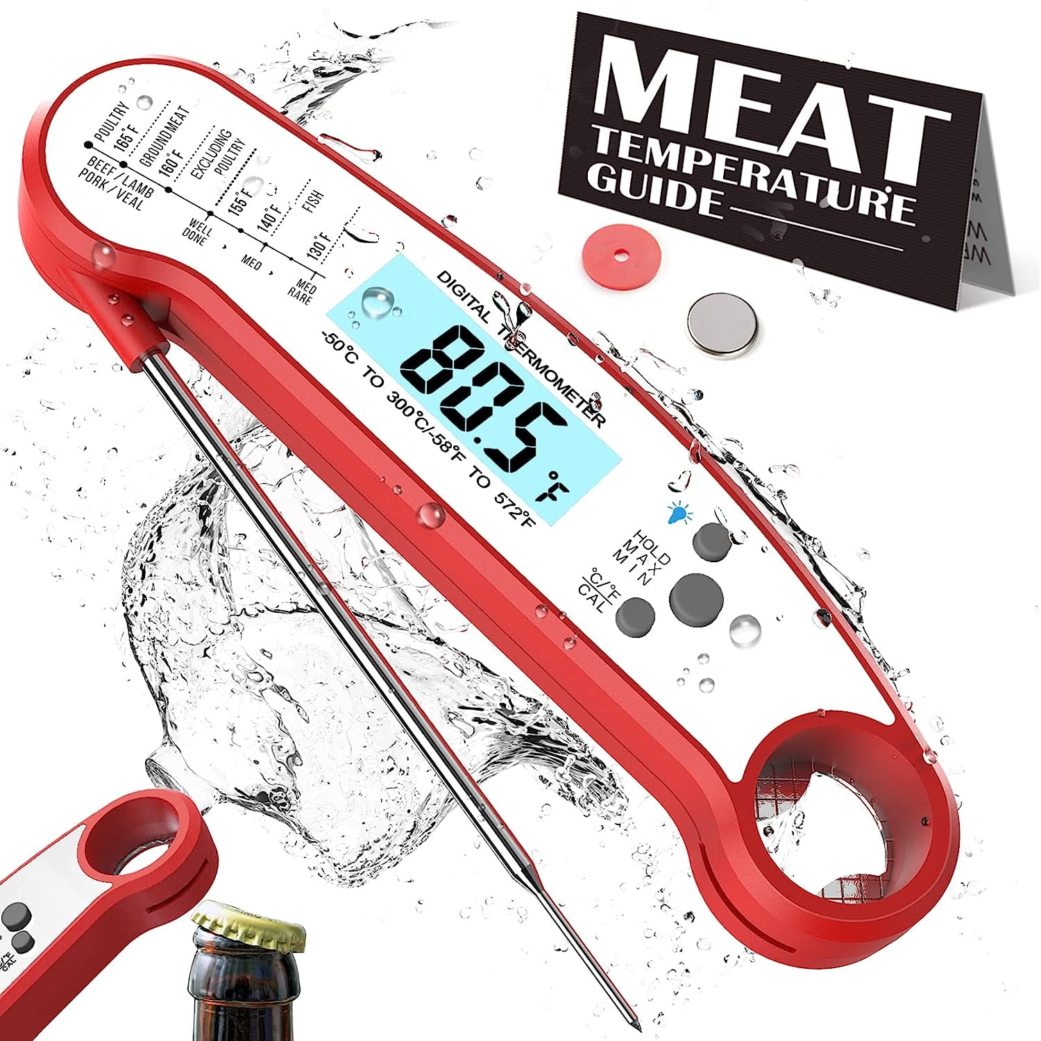 Digital Meat Thermometer, Instant Read Grill Thermometer, Food ...