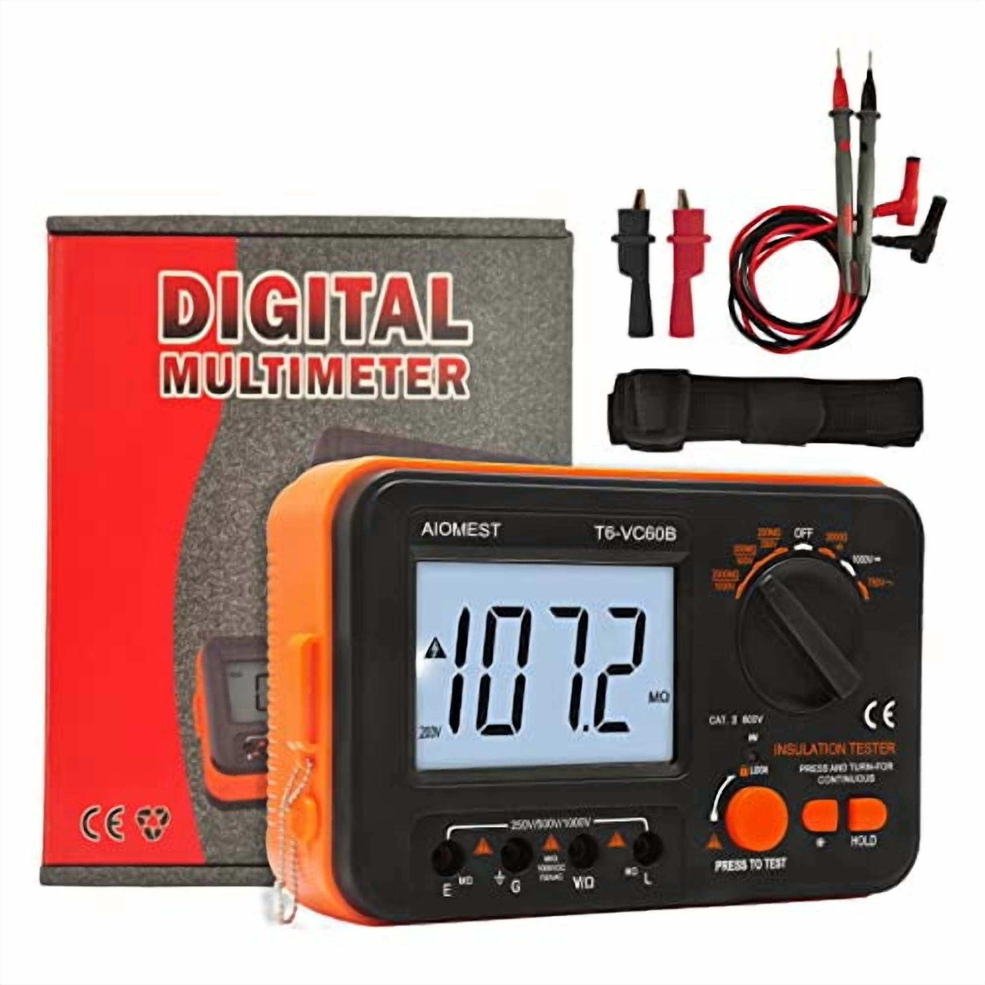 Digital Megohmmeter Megaohm Meter with 250V/500V/1000V Test Voltage ...