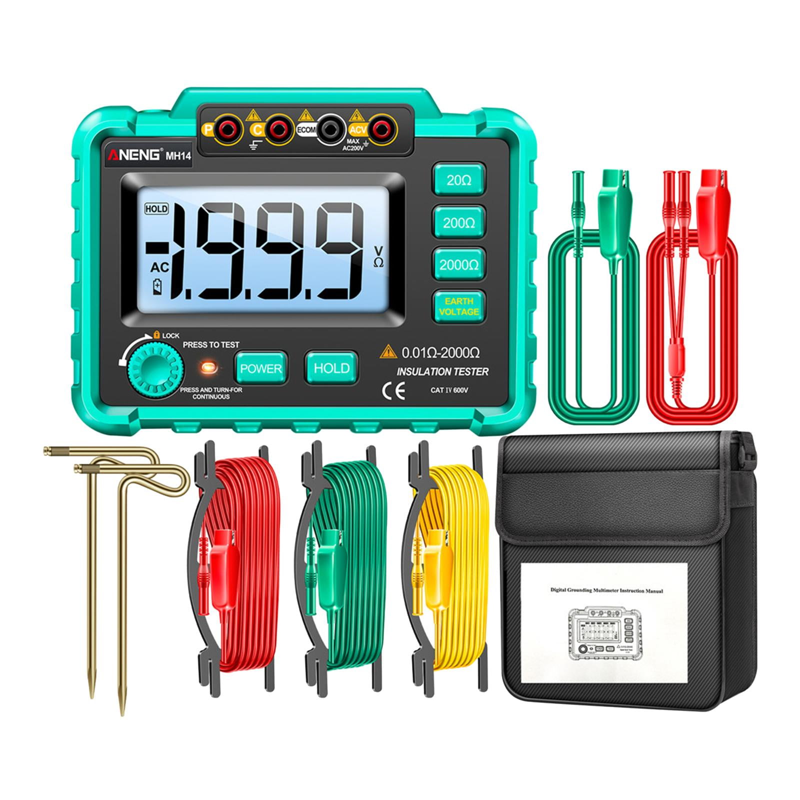 Digital Megohmmeter Meters Voltmeter Backlight Voltage DC Tester ...