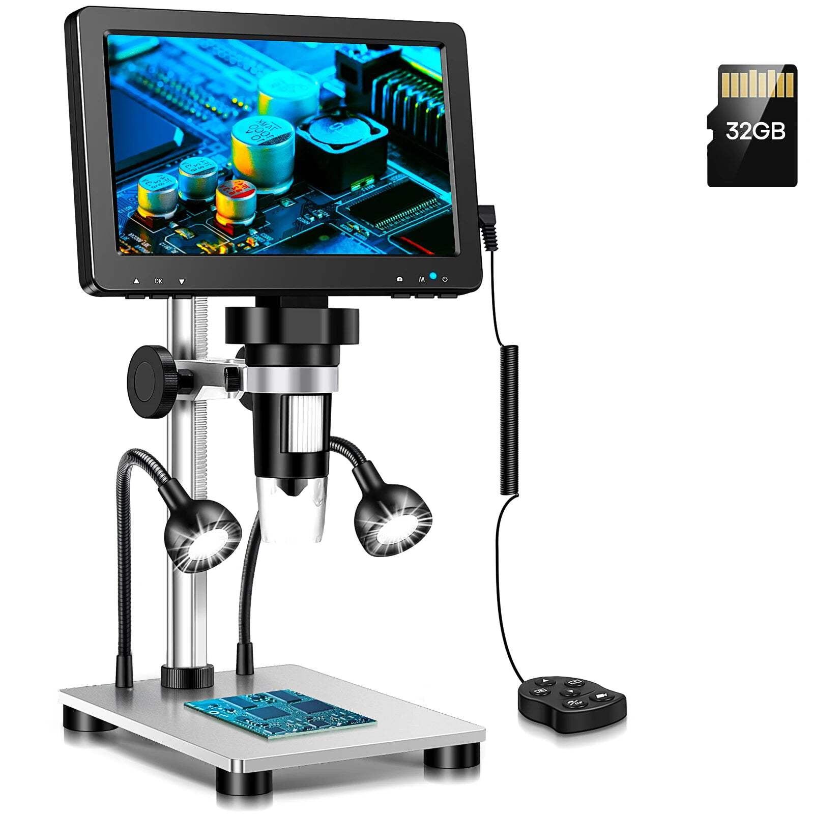 Digital Microscope 1200X Magnification HD USB with 10 LED Light ...