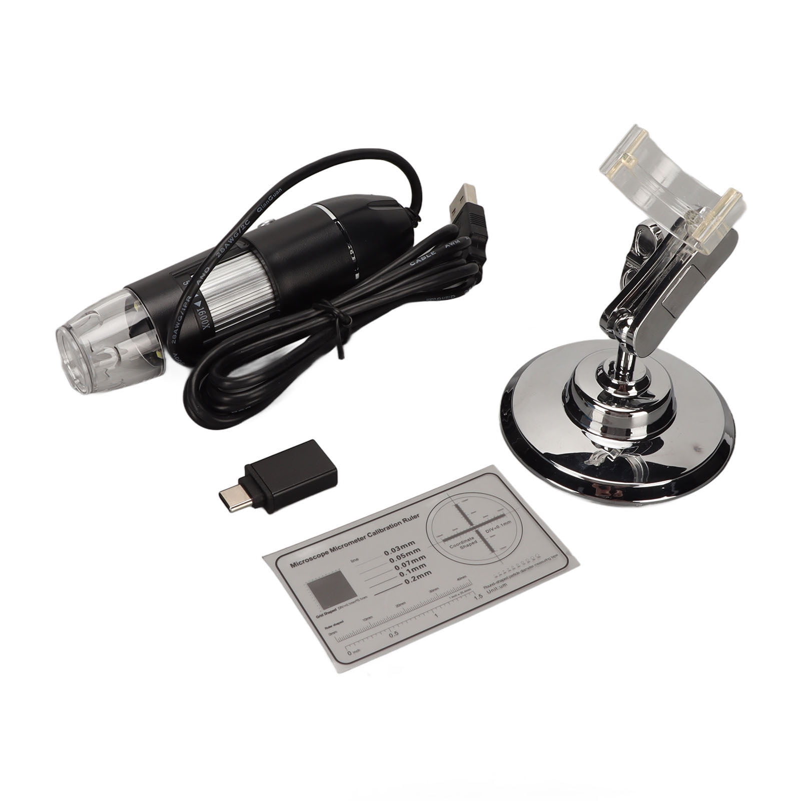 Digital Microscope 1600X HD Resolution 8 LED Lights USB Type C 2 in 1 ...
