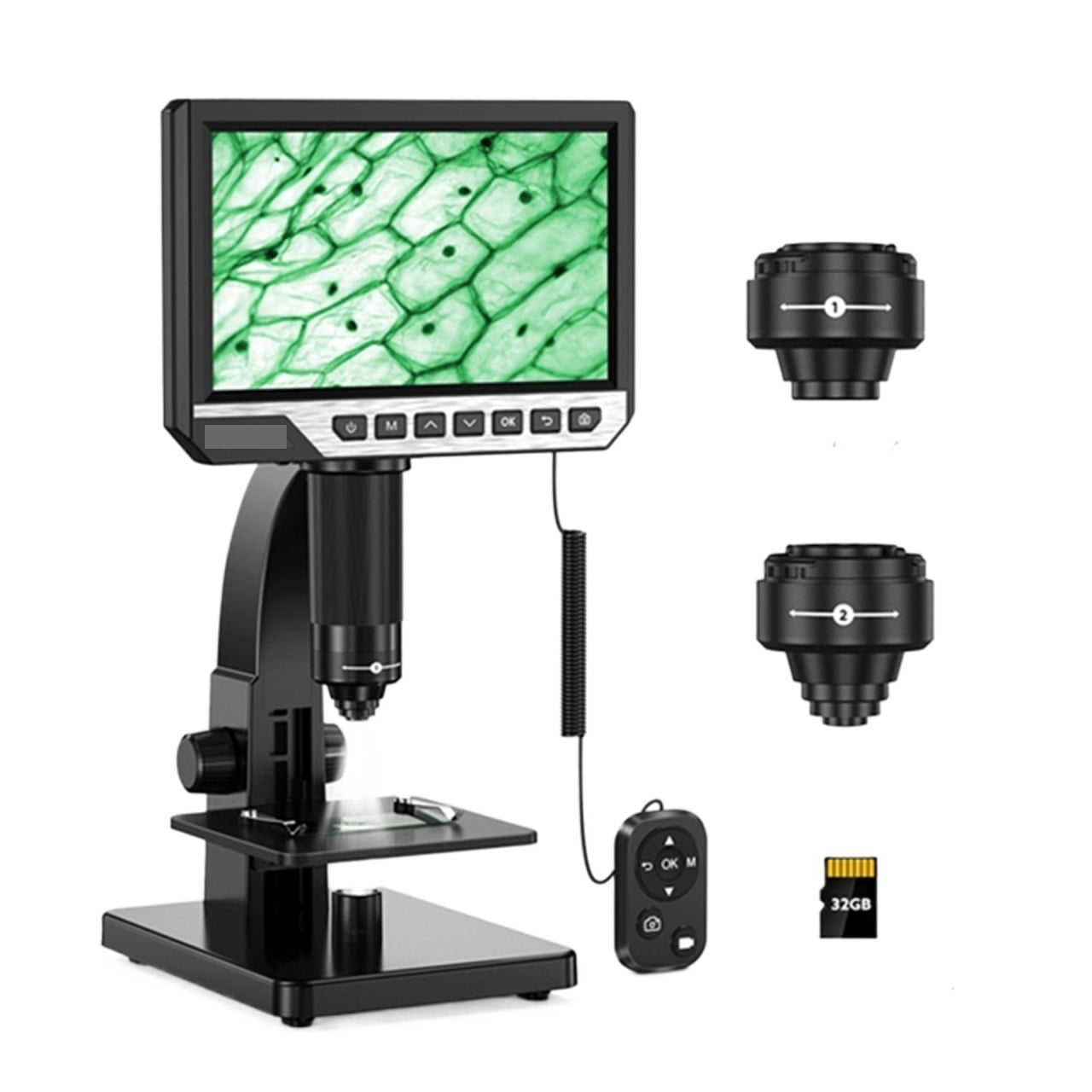 Digital Microscope 2000X 7" IPS 12MP 1080P Lab Biological Microscope ...