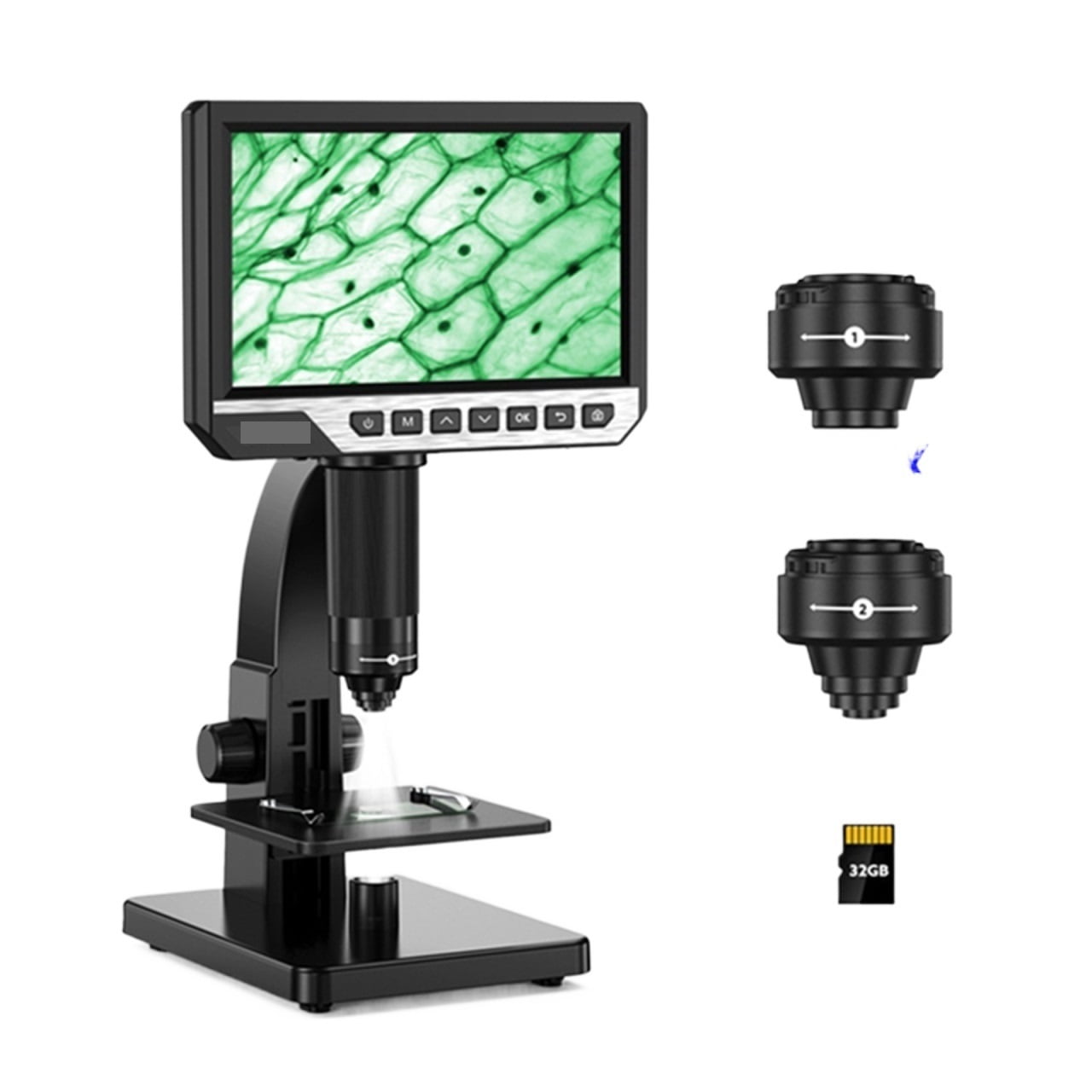 Digital Microscope 2000X 7" IPS 12MP 1080P Lab Biological Microscope ...