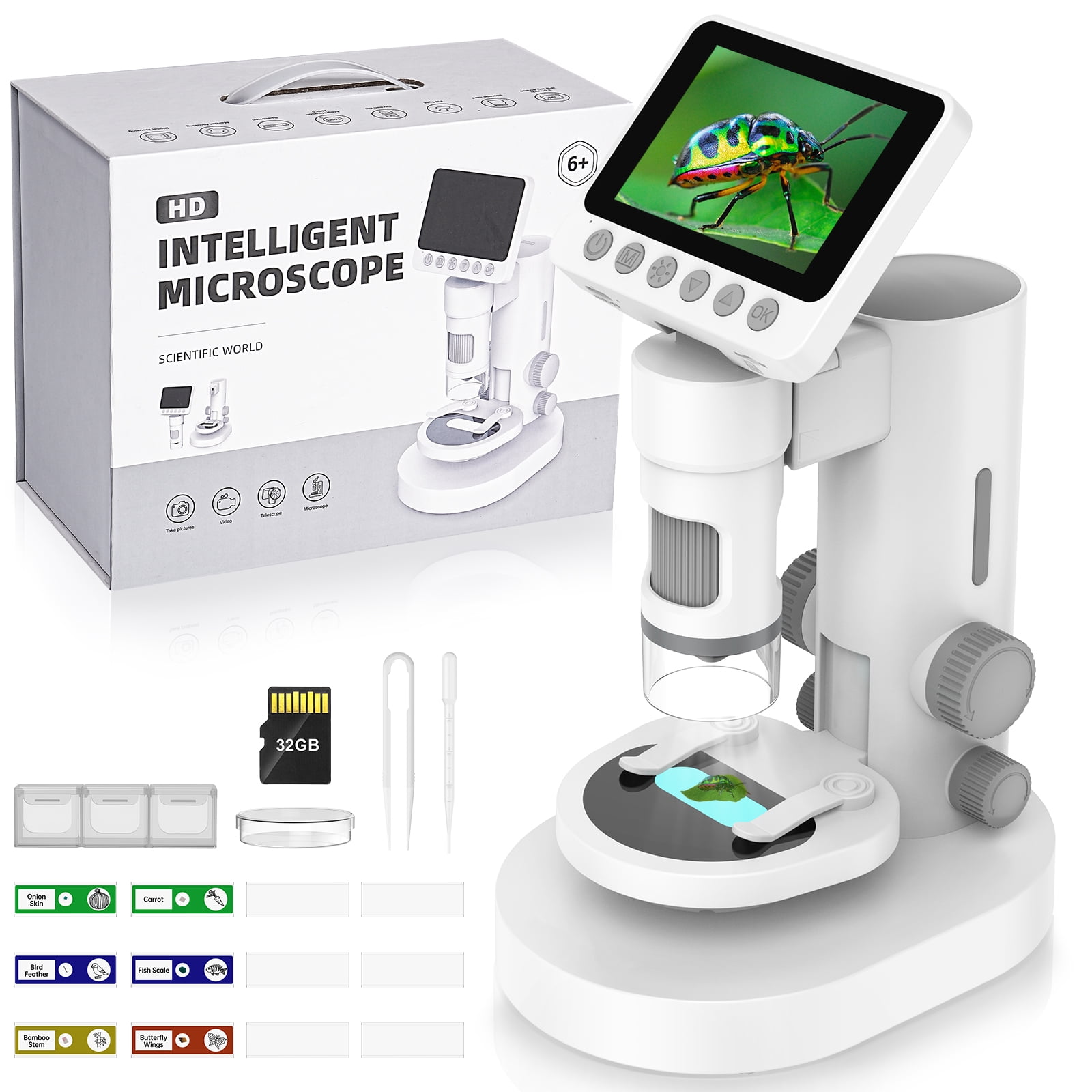 Digital Microscope with 3.5” LCD Screen, Microscope for Kids & Adults ...