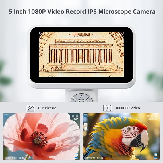 Digital Microscope, 5" 1080P Coin Microscope Camera for Error Coin with ...