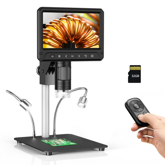 "Ruaiok 7"" LCD Digital Microscope, Wireless 1080P, 1200X 12MP Camera ...