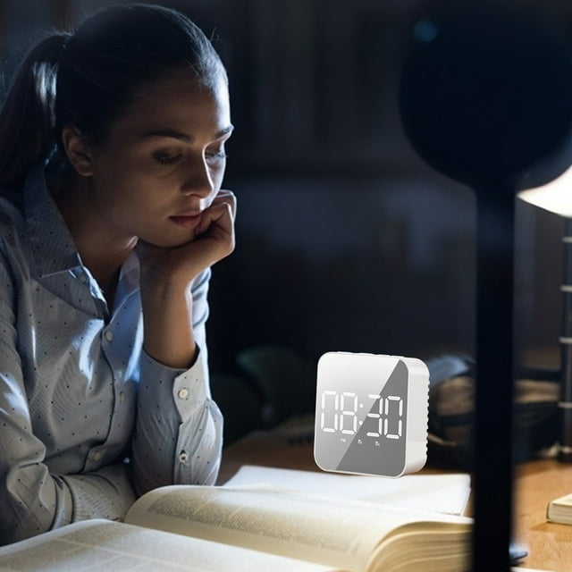 Digital Mirror Clock, Large Screen Display, Silent Alarm, LED Clock ...