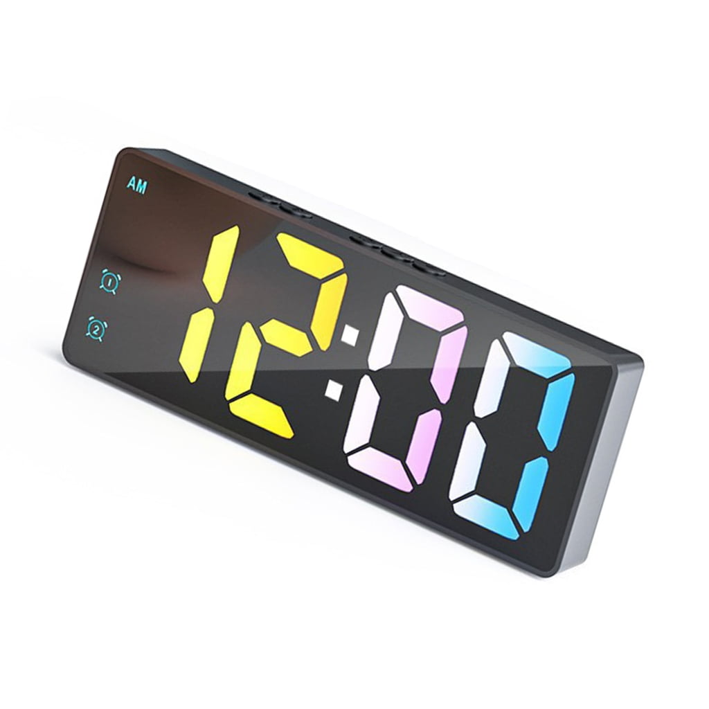 Digital Mirrored Clock With Voice Activation Temperature Calendar LED ...