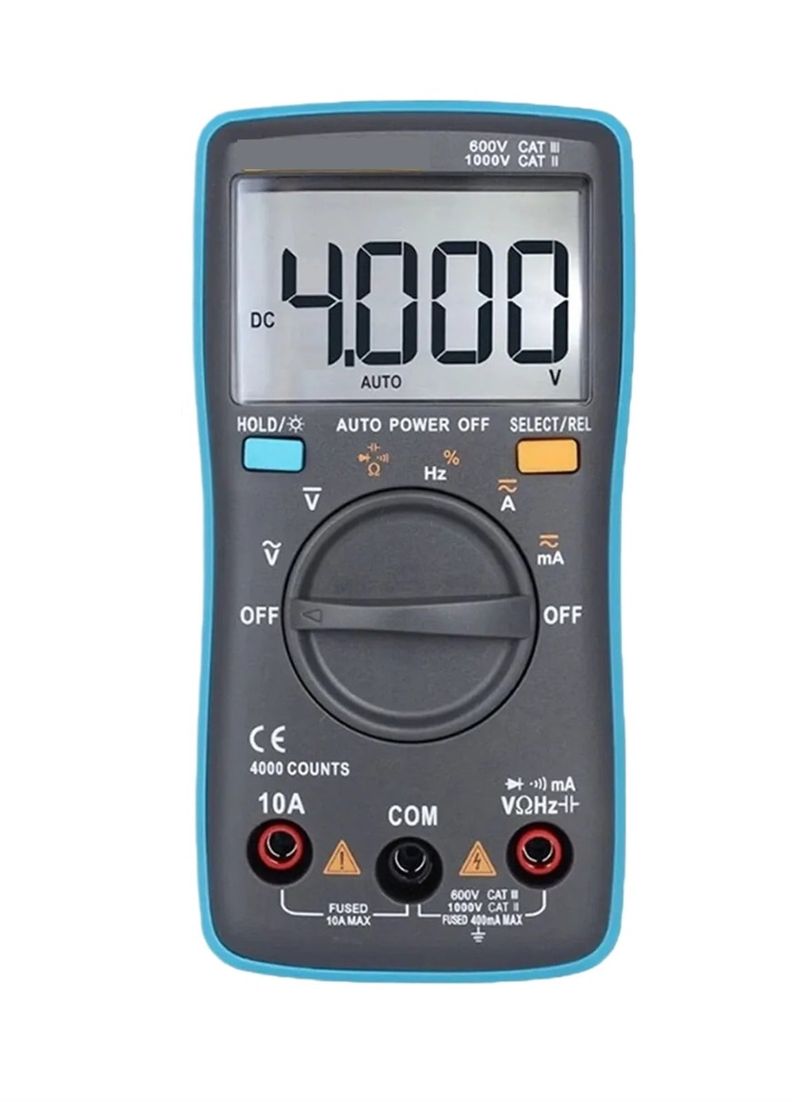 Digital Multimeter 4000 Counts DC/AC Voltage Current Capacitance Hz ...