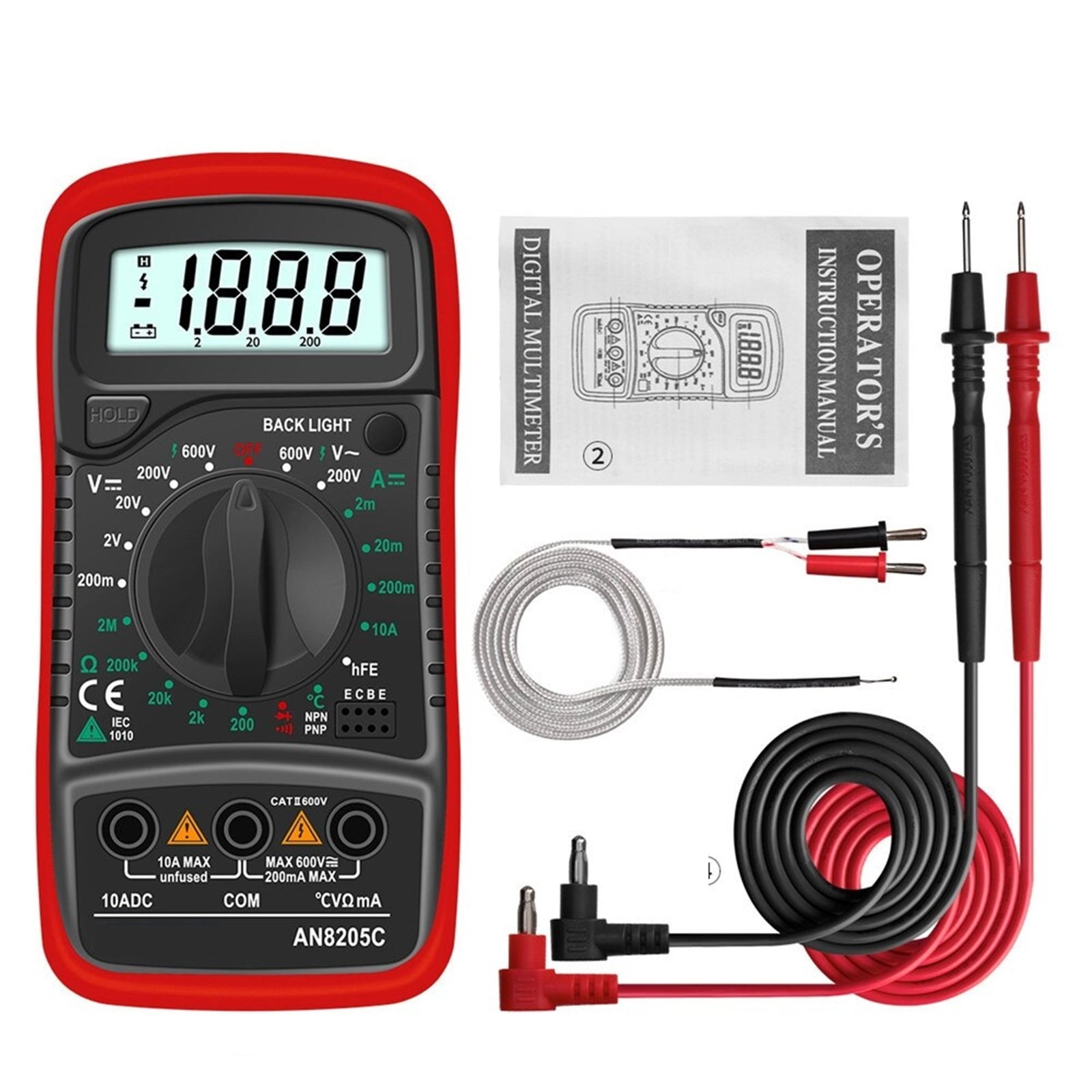 Digital Multimeter AC/DC Ammeter Volt Ohm Multimetro Tester Meter With ...
