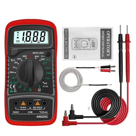 Digital Multimeter AC/DC Ammeter Volt Ohm Multimetro Tester Meter With ...