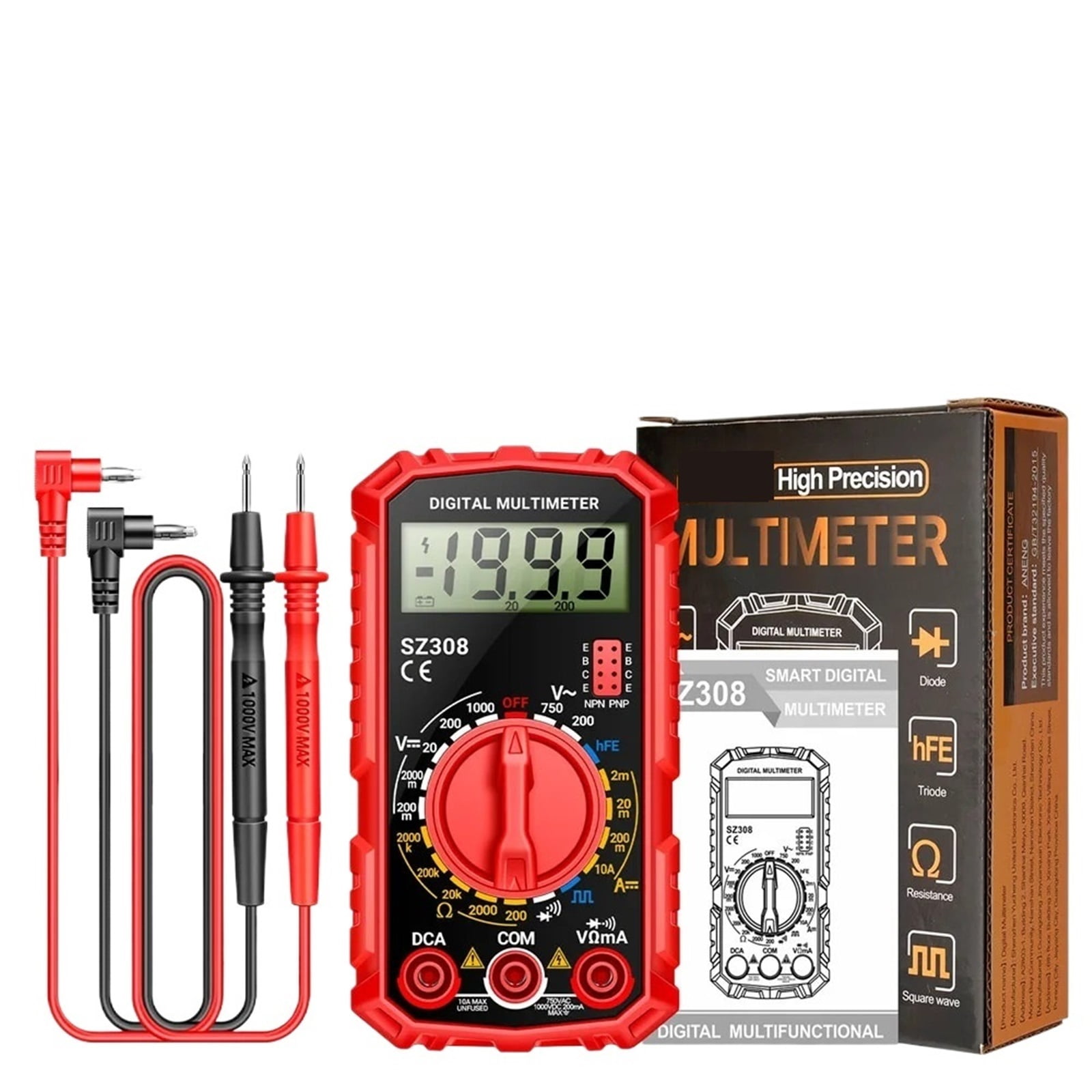 Digital Multimeter AC/DC Current Meter Voltage Resistance Meter ...