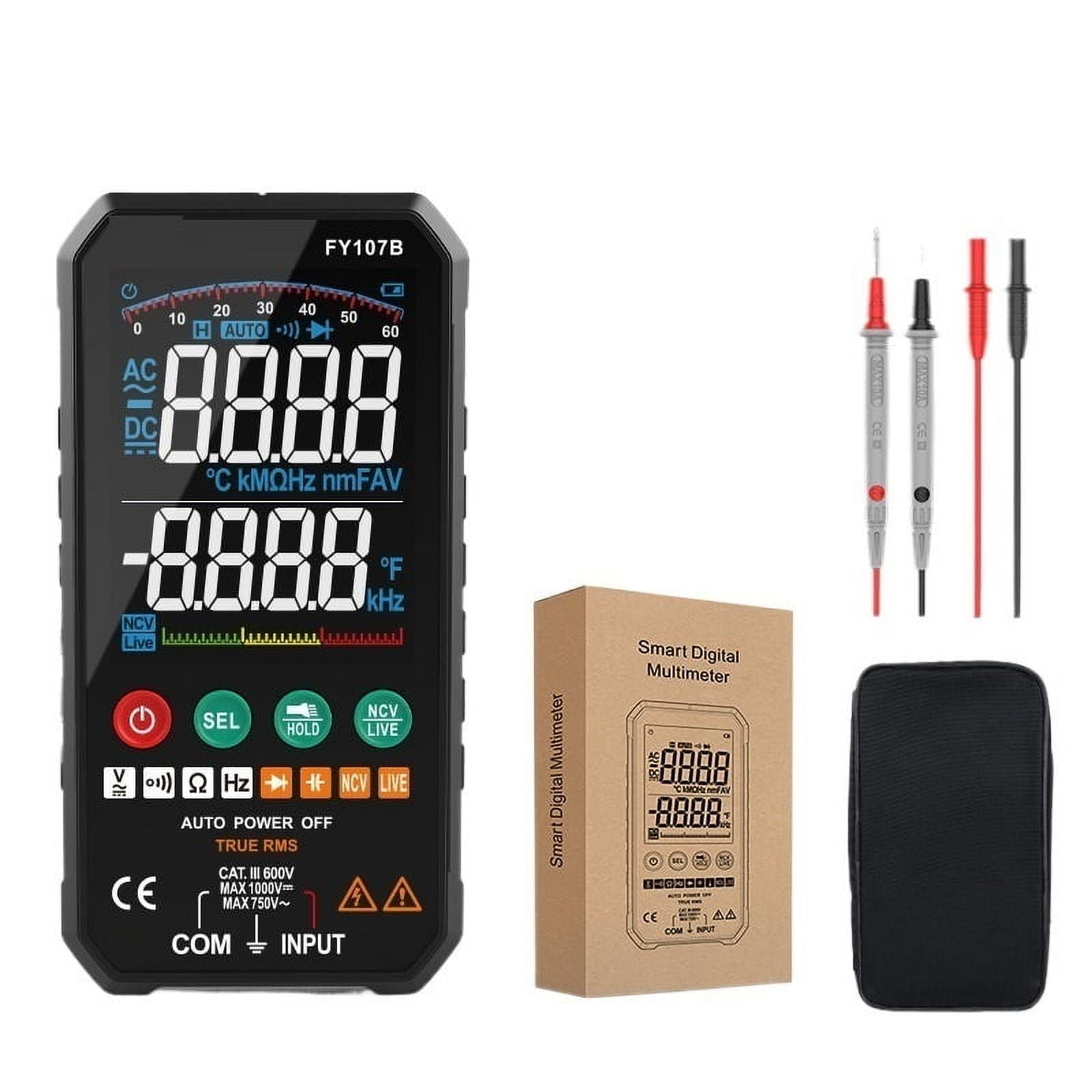Digital Multimeter AC DC Voltage 6000 Counts True RMS Voltmeter Auto ...