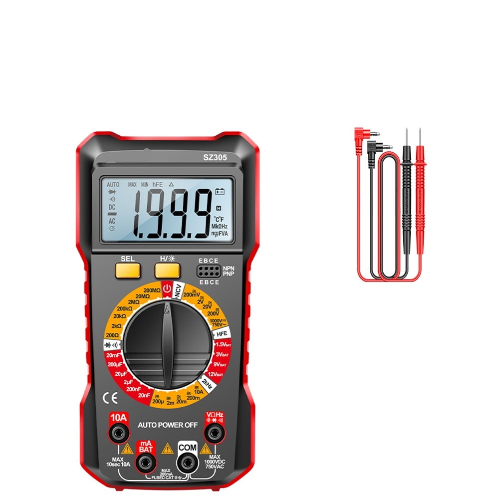 Digital Multimeter AC/DC Voltmeter Ammeter Non-Contact Voltage Detector ...