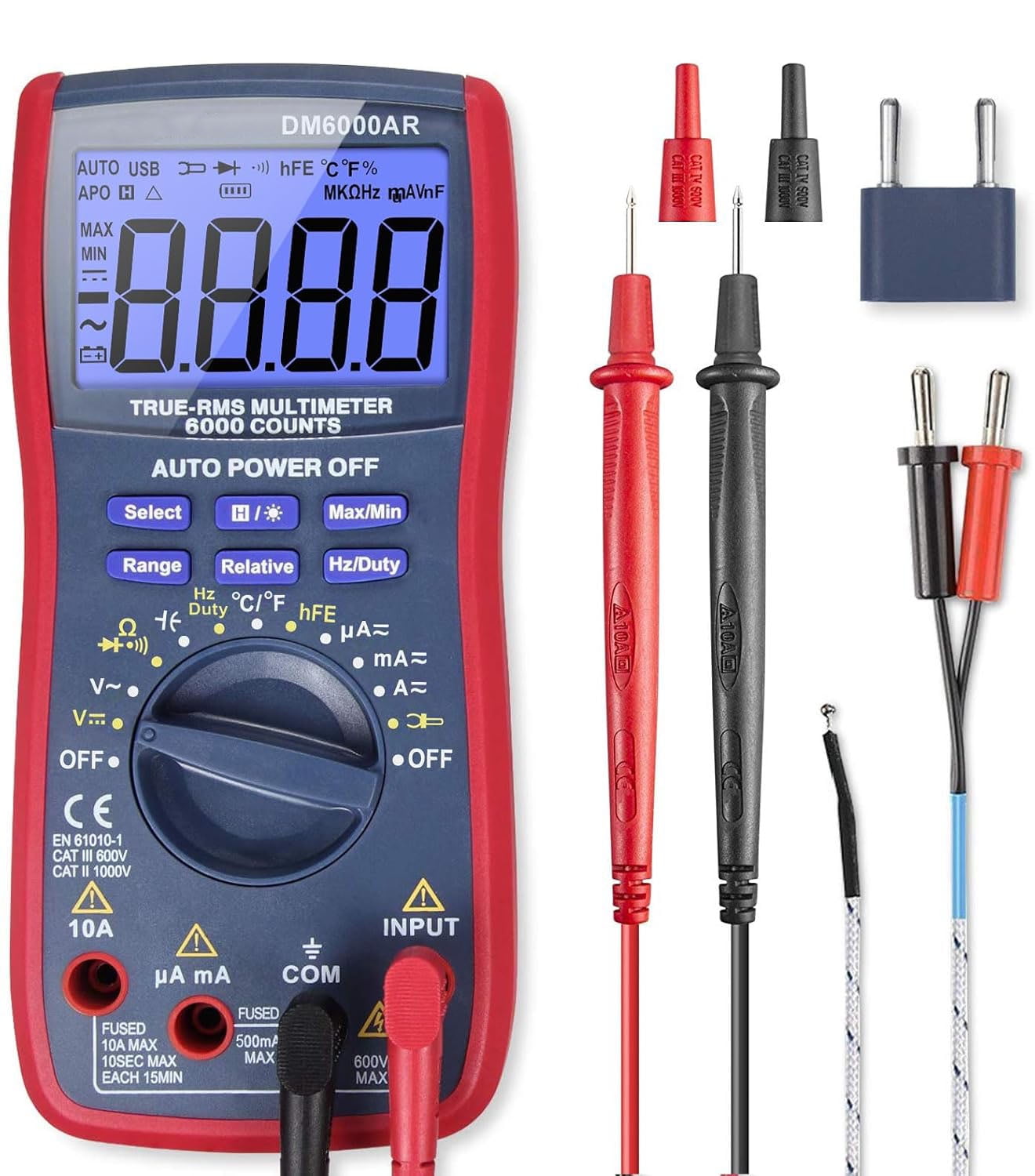 Digital Multimeter and Analyzer TRMS 6000 Counts Volt Meter Ohmmeter ...