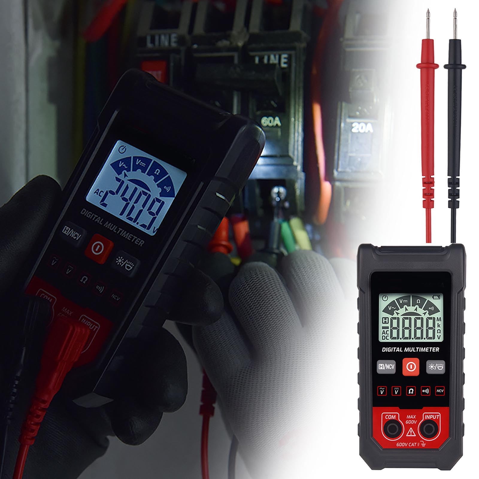 Digital Multimeter Auto-Ranging Voltmeter | Portable LCD Display | AC ...