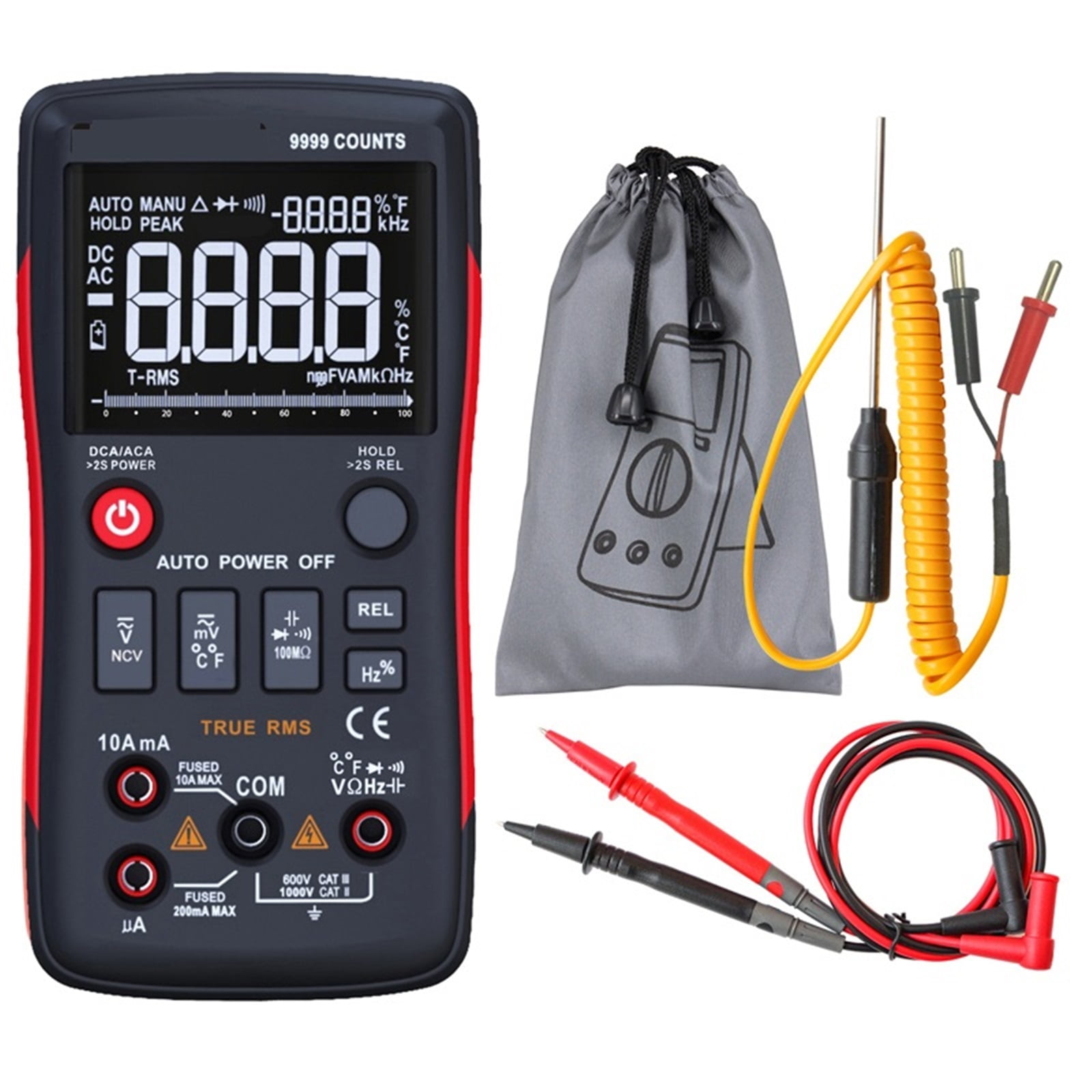 Digital Multimeter Button 9999 Counts With Analog Bar Graph AC/DC ...