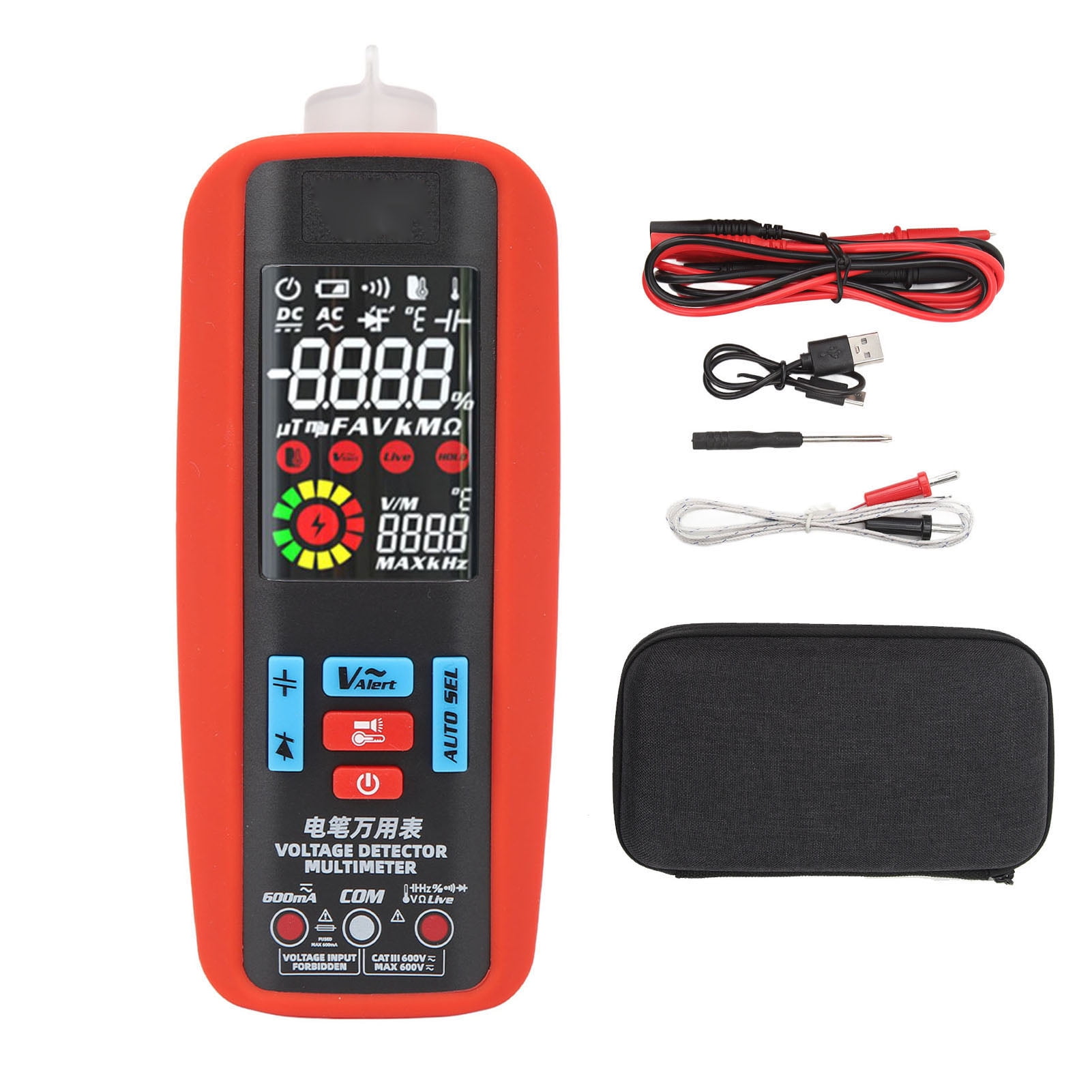 Digital Multimeter Color Screen Rechargeable Smart Ohm Volt Amp Test ...