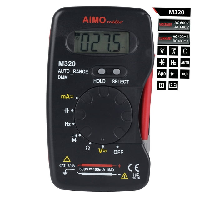 Digital Multimeter,Handheld Lcd Data Pocket Size Handheld M320 Pocket ...