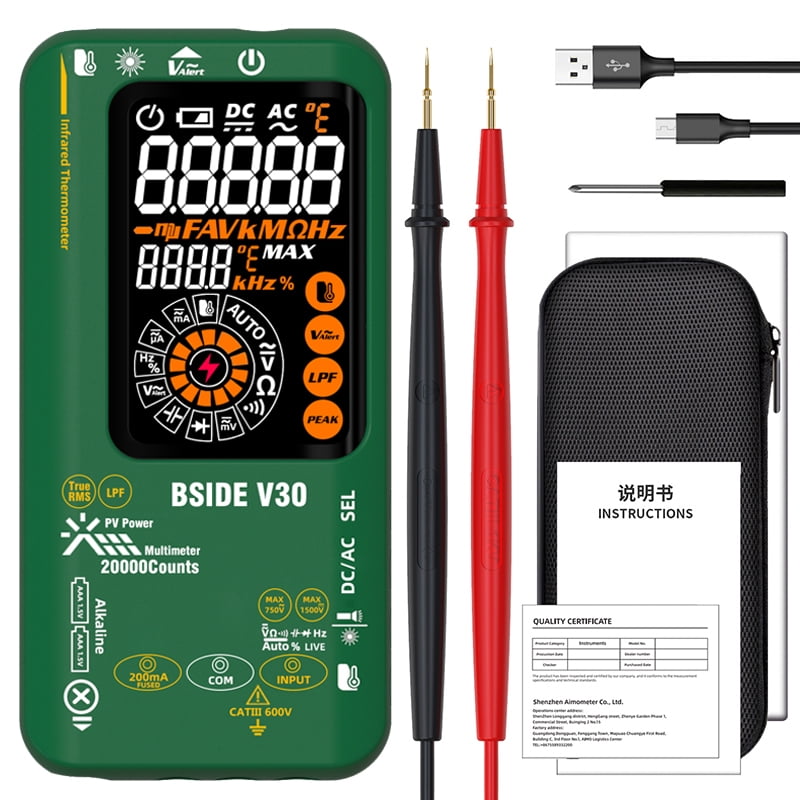 Digital Multimeter Infrared Thermometer Rechargeable Smart Voltmeter ...