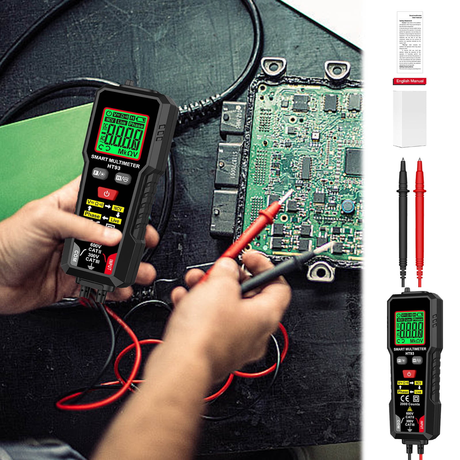 Digital Multimeter, Phase Sequence Detector, Auto-ranging, Backlit Lcd ...