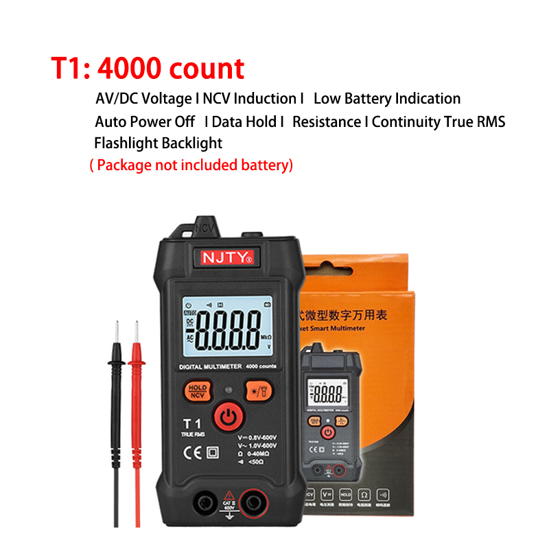 Digital Multimeter Smart Tester DC NCV Auto Range Transistor ...