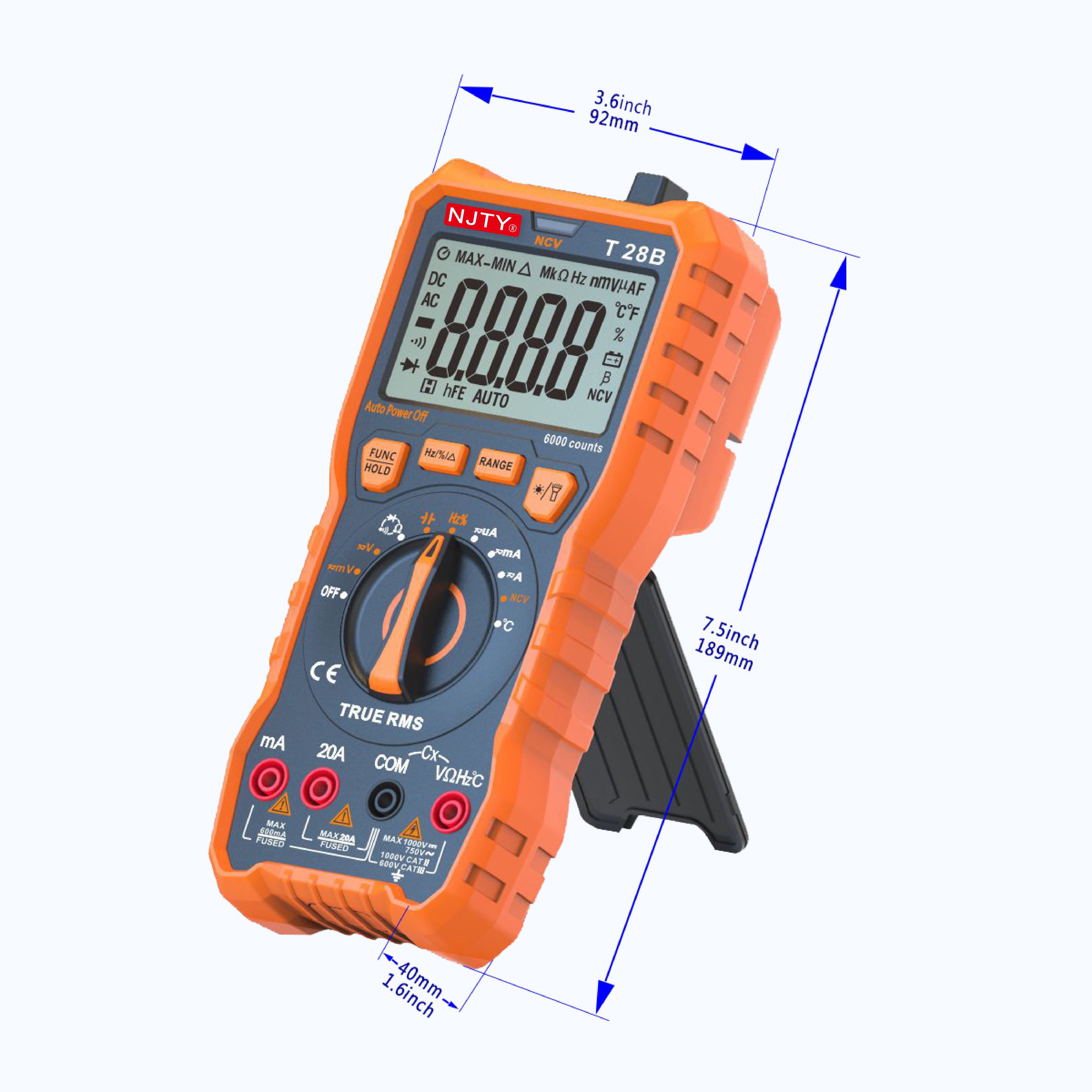 Digital Multimeter TRMS 6000 Counts Measures Voltage Current Amp ...