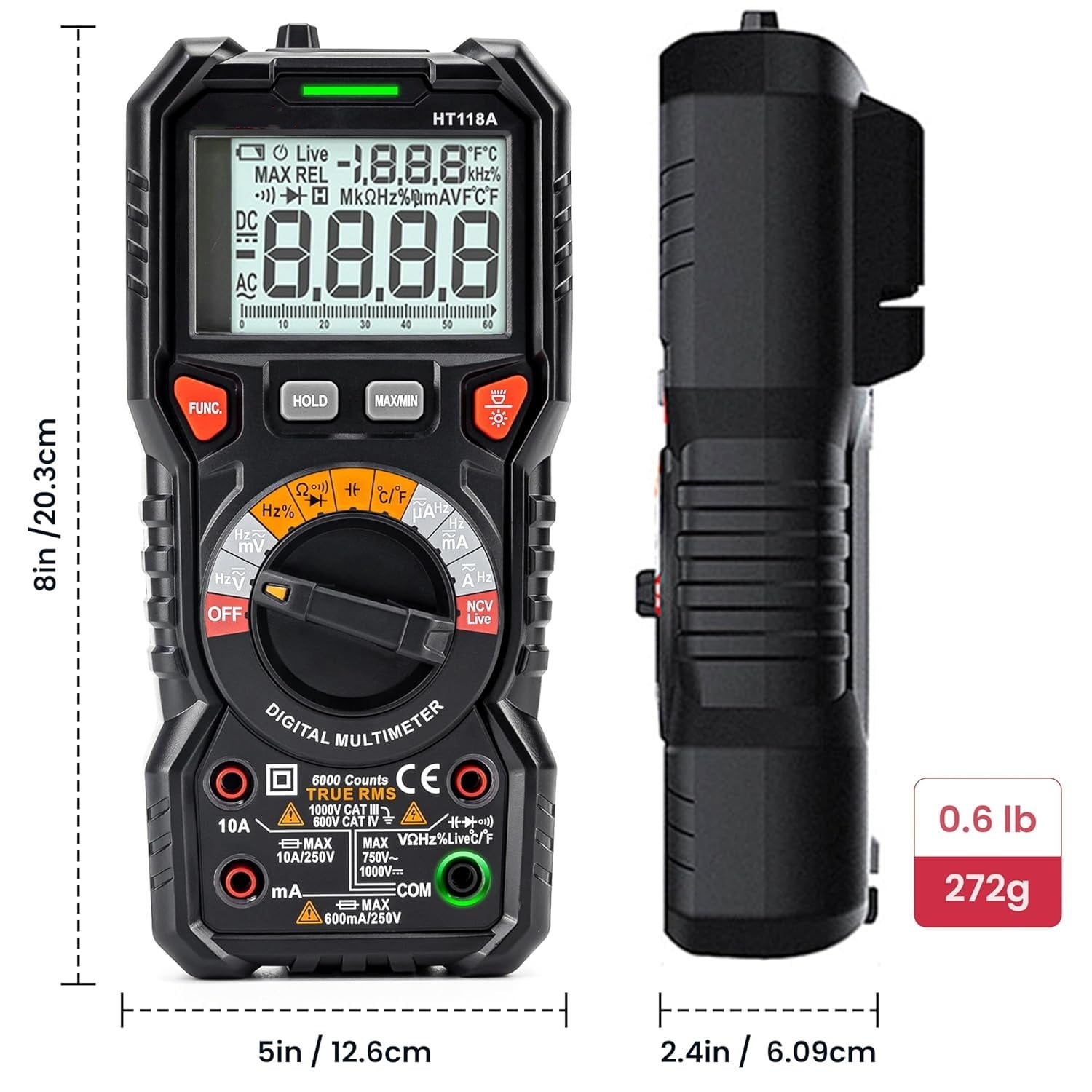 Digital Multimeter TRMS 6000 Counts Voltmeter Auto-Ranging Fast ...
