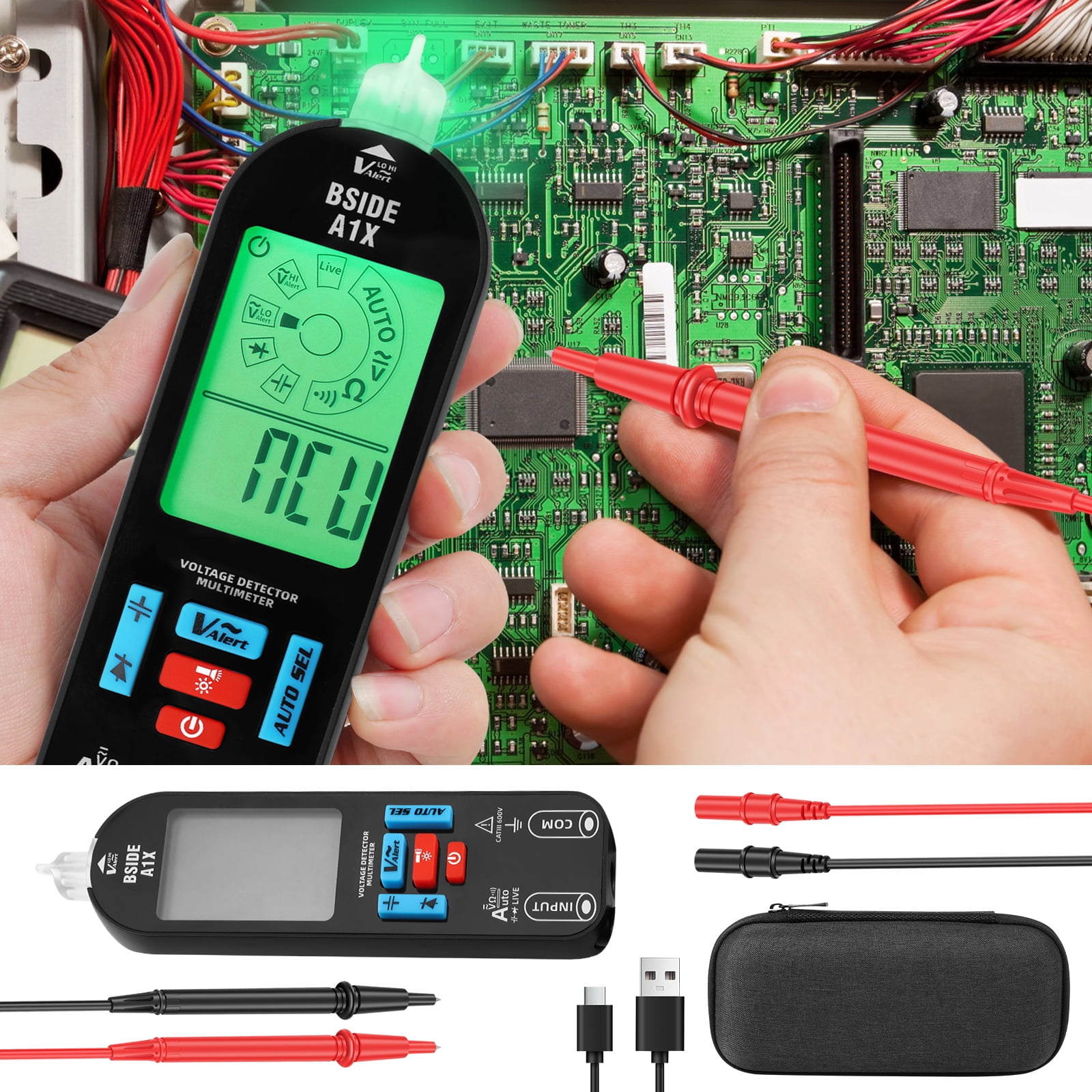 Digital Multimeter Tester Rechargeable Non Contact Voltage Tester ...
