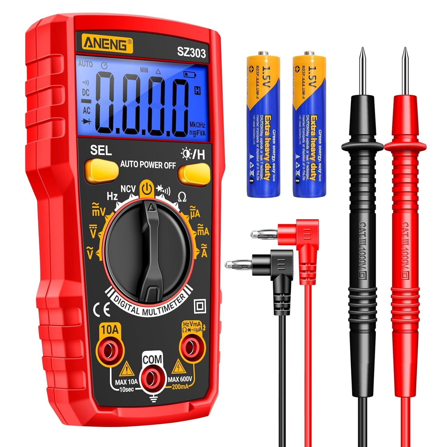 Digital Multimeter Tester, Volt Meter Measures AC/DC Current/Voltage ...