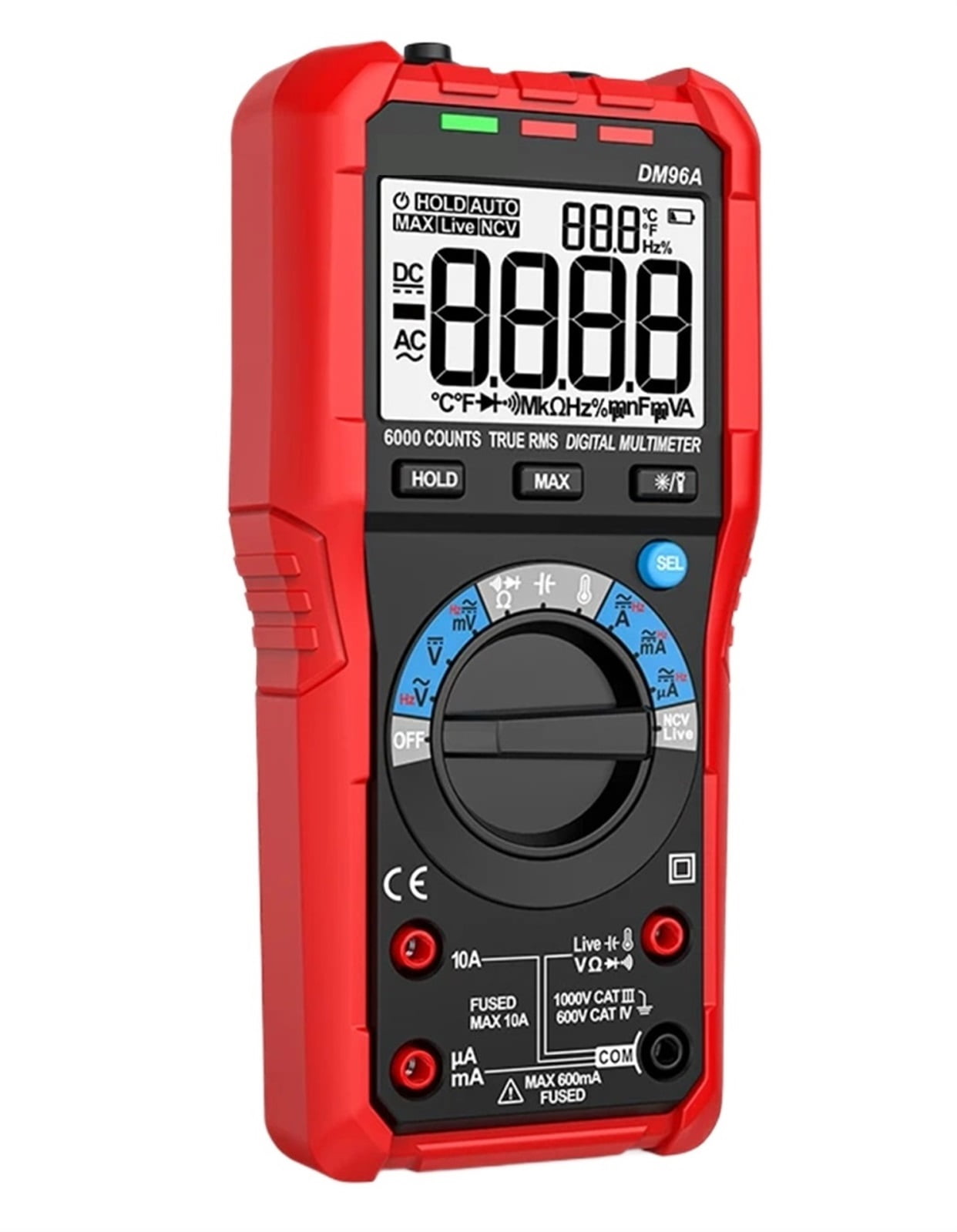 Digital Multimeter Tester with NCV Data Hold 6000counts Auto Range ...