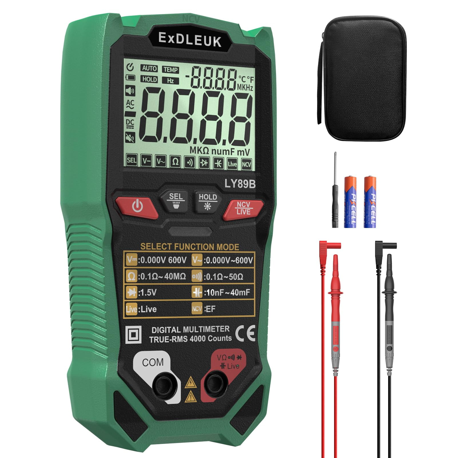 Digital Multimeter Voltage Tester, 4000 Counts Smart Measurement Volt ...