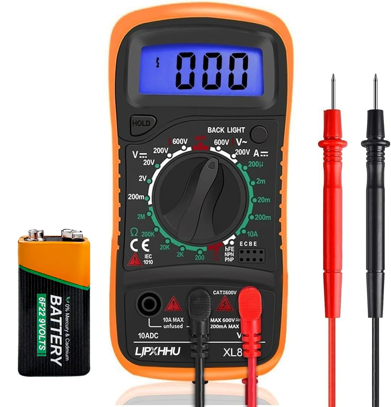 Digital Multimeter Voltmeter Battery Voltage Multi Tester Continuity ...