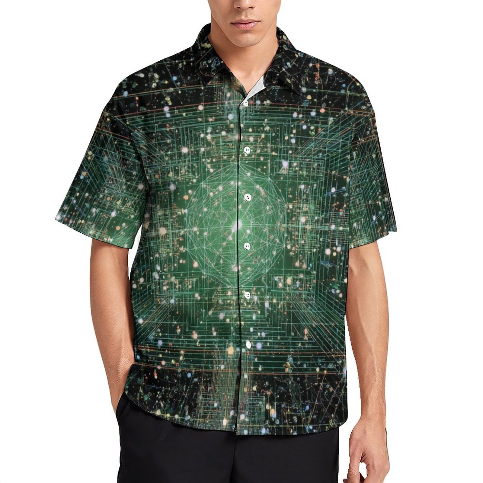 Digital Network Complex Data System Men's Shirts Short Sleeve Casual ...
