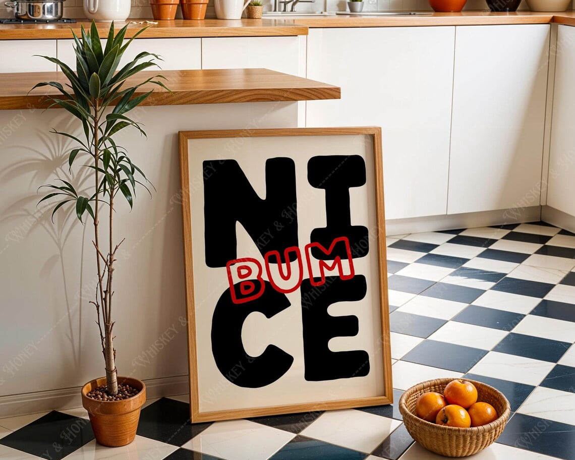 Digital, Nice Bum Art Print, Bathroom Wall Art, Wall Art, Bathroom ...